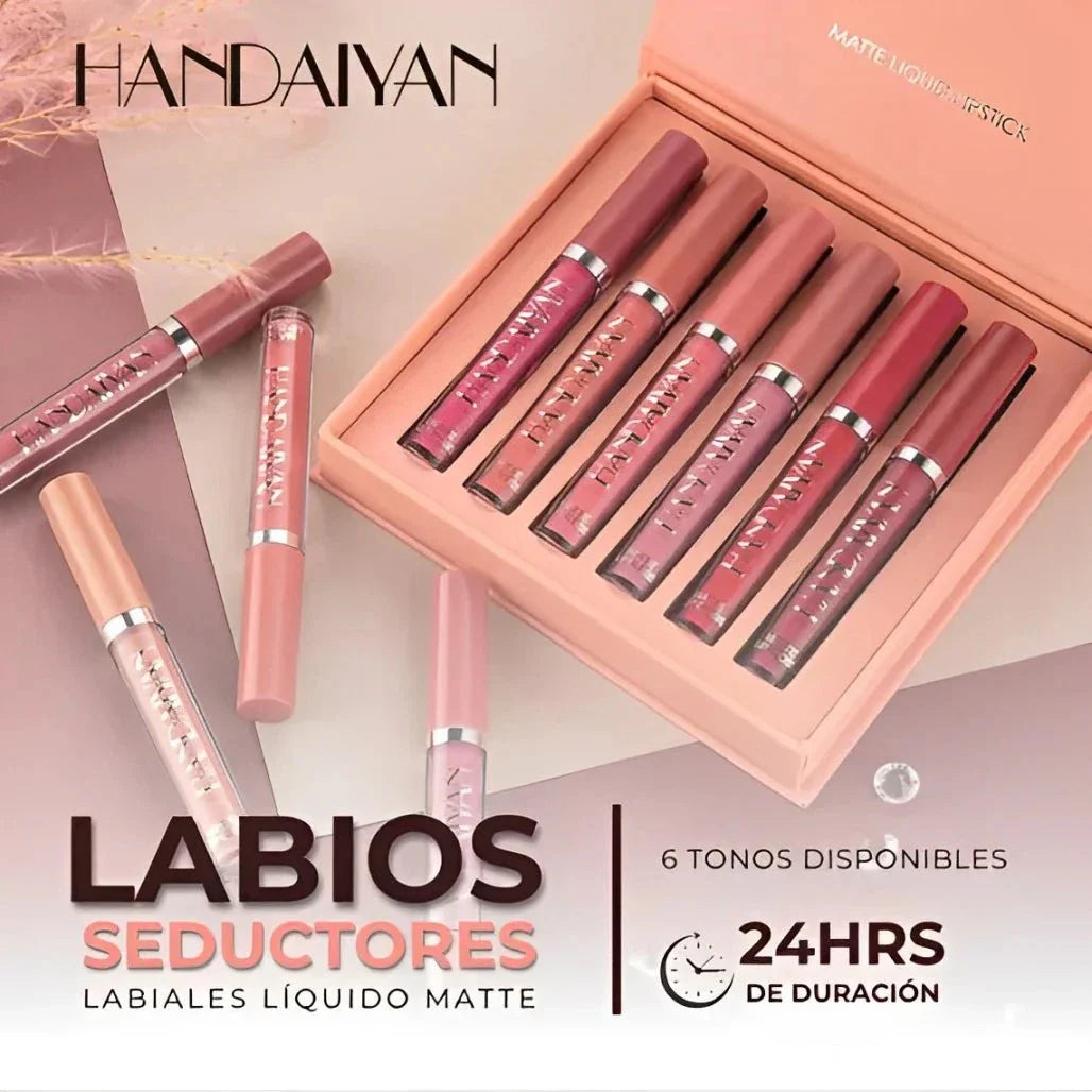 KIT DE 6 LABIALES HANDAIYAN MATE DE LARGA DURACIÓN💄💋🔥ÚLTIMAS UNIDADES🔥 ...